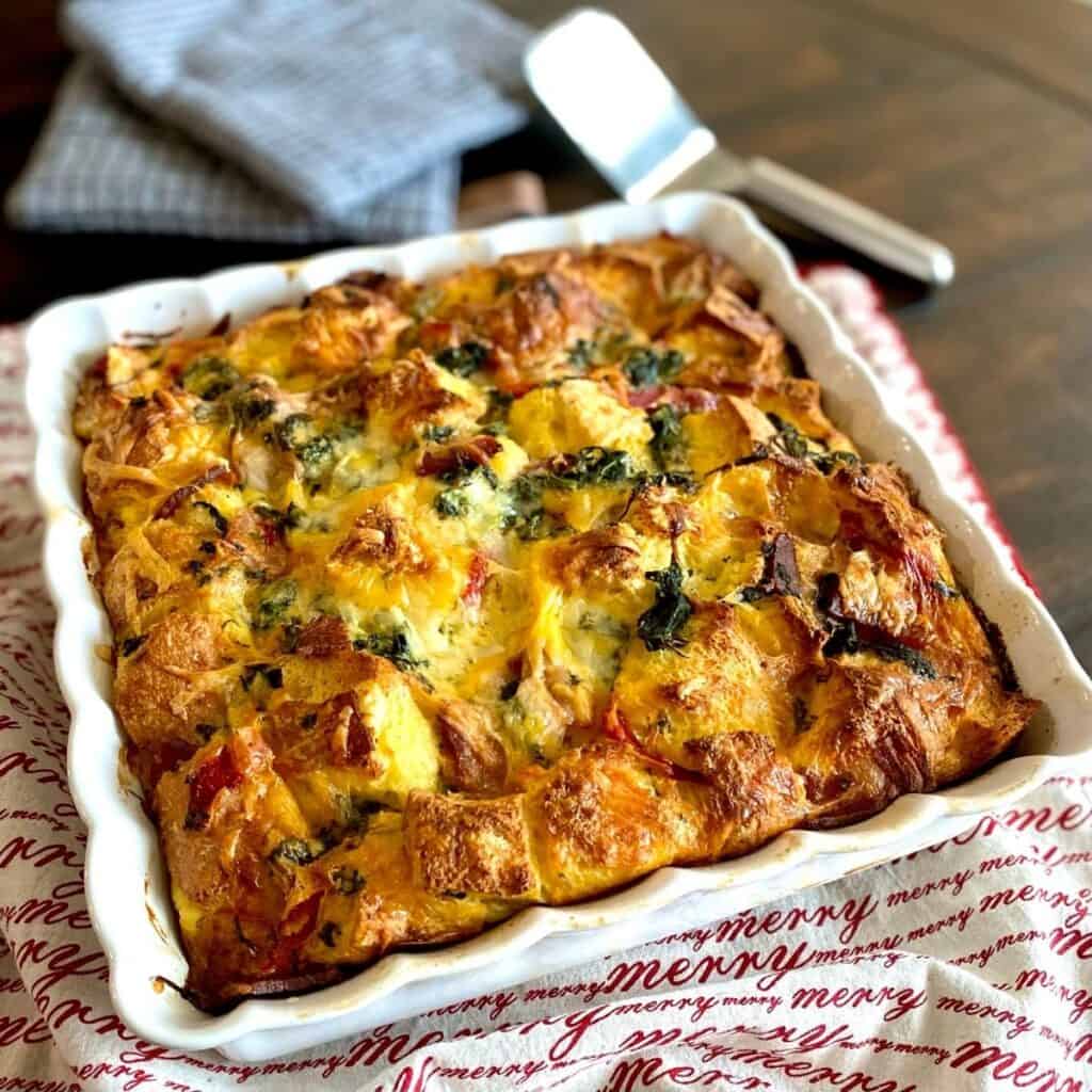 Christmas Morning Breakfast Strata • Breathing And Cooking