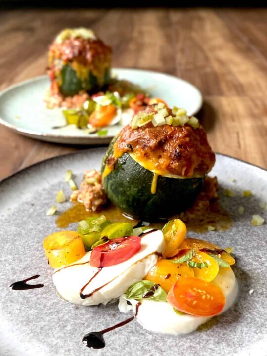 Cheeseburger Stuffed Eight Ball Zucchini • Breathing And Cooking