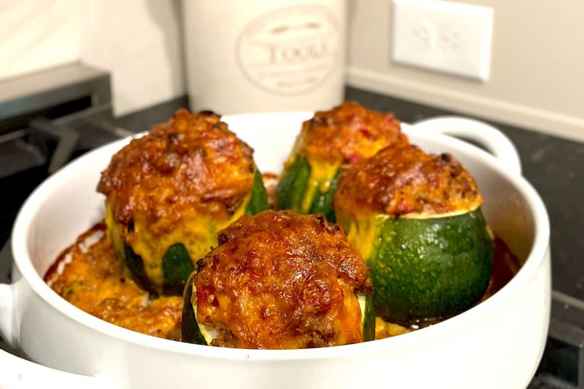 Cheeseburger Stuffed Eight Ball Zucchini • Breathing And Cooking